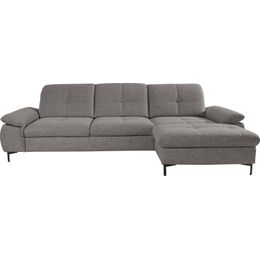 Ecksofa Alina, B:274cm H:100cm T:203cm, grau, Struktur TTA (100% Polyester), Wohnzimmer, Sofas, "Melina", In 2 Breiten, Wahlweise mit und ohne