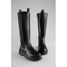 ANISTON SHOES Damen Stiefel, Gr. 36, schwarz, Lederimitat, Schuhe, mit Stretcheinsatz und Rei&szlig;verschluss - NEUE KOLLEKTION