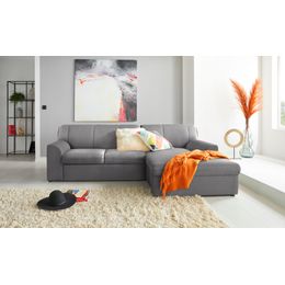 Ecksofa DOMO collection, B:245cm H:78cm T:155cm, grau, Wohnzimmer, Sofas, "Topper, elegant und zeitlos, kompaktes Stellma&szlig; 245/155cm, L-Form", mit