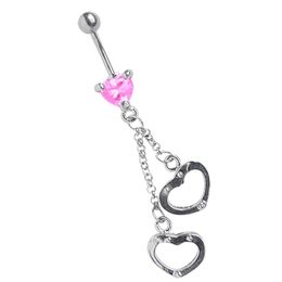 Adelia&acute;s ADELIA ́S Damen Bauchnabelpiercing "Piercing Bauchnabelpiercing", onesize, rosa, Titan, Piercings, Mit Handschellen in Form eines Herzes