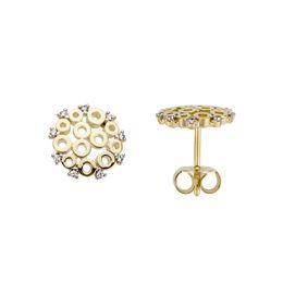 Firetti Damen Paar Ohrstecker "Schmuck Geschenk Gold 585 Ohrschmuck", 10mm, 0,07 P2 = erkennbare Einschl&uuml;sse, Diamanten Gelbgold 585, wei&szlig;,