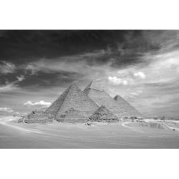 papermoon Fototapete "Pyramiden Schwarz & Wei&szlig;", B/L: 5m x 2,8m, Bahnen: 10 Stk., schwarz, Schlafzimmer, Tapeten