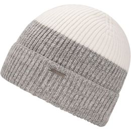 Chillouts Herren Beanie "Felix Hat", grau, mehrfarbig, meliert, unifarben, Rippstrick, Baumwollmischung, M&uuml;tzen, in Two-Tone Optik mit Umschlag