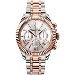 Thomas Sabo Damen Chronograph "DIVINE CHRONO", silber, Armbanduhren, Quarzuhr, Armbanduhr, Damen, Datum, Stoppfunktion, 12/24-Std.-Anzeige