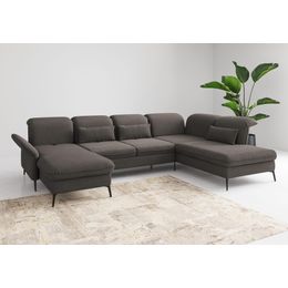 Sit & More Wohnlandschaft SIT & MORE, B:359cm H:92cm T:231cm, grau, 100% Polyester, Sofas, "Emely, inkl. Sitztiefenverstellung", wahlweise mit