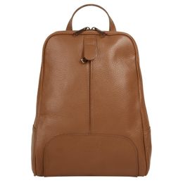 Samantha Look Damen Cityrucksack, braun, Leder, Rindsleder, Rucks&auml;cke, echt Leder, Made in Italy