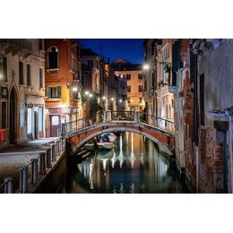 papermoon Fototapete "Venedig bei Nacht", B/L: 5m x 2,8m, Bahnen: 10 Stk., bunt, Schlafzimmer, Tapeten