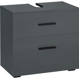Waschbeckenunterschrank Inosign, B:60cm H:55cm T:35cm, grau, Badezimmer, Schr&auml;nke, "Skara", mit Klappe und Schubkasten, schwarze Griffe, Breite 60