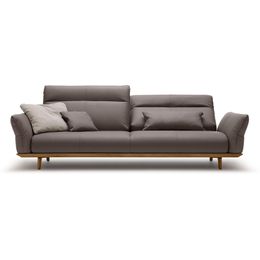 4-Sitzer, B:248cm H:103cm T:100cm, beige, CREATION BY ROLF BENZ, NaturLEDER OSKAR (echtes Rindsleder), Sofas, "CR.460", Sockel in Nussbaum, F&uuml;&szlig;e