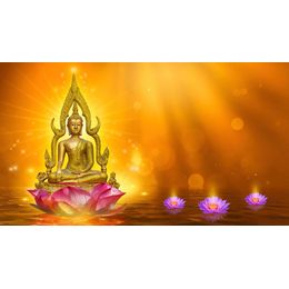 papermoon Fototapete "Buddah Figur", B/L: 4m x 2,6m, Bahnen: 8 Stk., bunt, Schlafzimmer, Tapeten