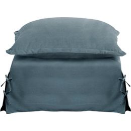 Polsterhocker Home Affaire, B:65cm H:48cm T:64cm, blau, Hocker, "Luise", in 2 Bezugsqualit&auml;ten