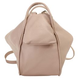 XZONE X-ZONE Damen Cityrucksack, rosa, Leder, Rindsleder, Strukturmuster, Rucks&auml;cke, echt Leder, Made in Italy