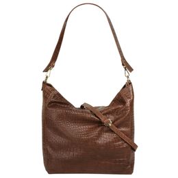 Samantha Look Damen Shopper, braun, Leder, Reptilienpr&auml;gung, Taschen, echt Leder, Made in Italy