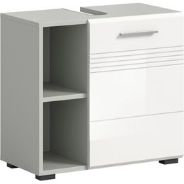 Waschbeckenunterschrank Welltime, B:60cm H:56cm T:32cm, grau, FSC-zertifizierter Holzwerkstoff, Badezimmer, Schr&auml;nke, "Calcio, Breite 60 cm, 1 T&uuml;ren,