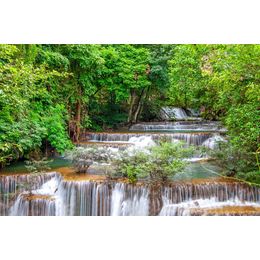 papermoon Fototapete "Fluss im Wald", B/L: 4m x 2,6m, Bahnen: 8 Stk., bunt, Schlafzimmer, Tapeten