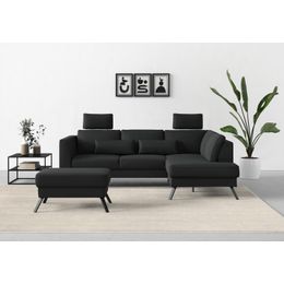 Sit & More Ecksofa SIT & MORE, B:254cm H:88cm T:188cm, schwarz, Wohnzimmer, Sofas, "Lindholm L-Form", mit Sitztiefenverstellung und Federkern