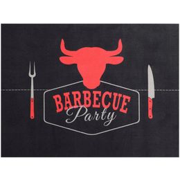 Fu&szlig;matte, B:90cm H:5mm L:120cm, schwarz, PRIMAFLOR-IDEEN IN TEXTIL, Polyamid, Au&szlig;enbereich, Teppiche, "BBQ Grillunterlage BARBECUE schwarz, Made in