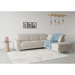 Sit & More Ecksofa SIT & MORE, B:251cm H:85cm T:220cm, grau, 100% Polyester, Wohnzimmer, Sofas, "Sinatra L-Form", mit Ottomane, optional mit Kopfteilverstellung