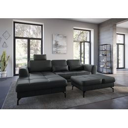 Sit & More Ecksofa SIT & MORE, B:284cm H:87cm T:175cm, schwarz, Wohnzimmer, Sofas, "Bendigo L-Form", inklusive Sitztiefenverstellung, Bodenfreiheit 15 cm, 2