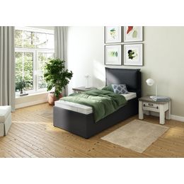 Polsterbett Maintal, B:107cm L:215cm, grau, Struktur fein (100% Polyester), Betten, "Lyara", wahlweise ohne Matratze oder mit 3 Matratzenarten zur