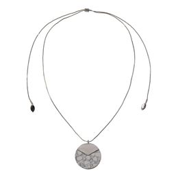 Steuer Damen Kette mit Anh&auml;nger "Metall matt 96cm Keramik wei&szlig; mit Struktur", 96cm, Keramik, L: 96 B: 38mm, silber, Keramik, B:38mm, Halsketten