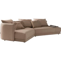 Ecksofa DESIGNWERK, B:333cm T:179cm, beige, 100% Polyester, Wohnzimmer, Sofas, "New York L-Form, anmutendes Designsofa", mit moderner R&ung im R&uuml;cken