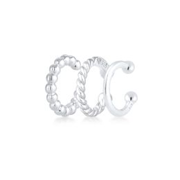 Elli Damen Single-Ohrhaken "Ohrklemme Ear Cuff 3er Set Kugel 925 Silber", onesize, ohne Stein, Silber 925 (Sterlingsilber), silber, Silber 925