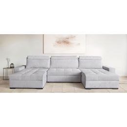 Wohnlandschaft OTTO HOME, H:41cm T:161cmhellgrau, 100%Polyester, Sofas, "Home System U-Form, von B: 269-352 cm w&auml;hlbar, 6 Varianten zur Auswahl", mit