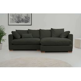 Ecksofa Home Affaire, B:266cm H:80cm T:153cm, gr&uuml;n, 100% Polyester, Wohnzimmer, Sofas, "Coray", Breite 266 cm, extra weich und kuschelig, mit Federn
