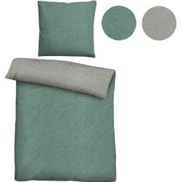 Wendebettw&auml;sche Biberna, braun, Flanell, Obermaterial: 100% Baumwolle, Bettw&auml;sche, "Hermal", Flanell in Melangeoptik, Winterbettw&auml;sche, Made in
