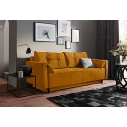 Schlafsofa Collection AB, B:225cm H:80cm T:86cm, gold, Luxus-Microfaser (100% Polyester);Zierkissen (100% Polyester), Jugendzimmer, Sofas, "Solar",