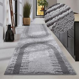 Designteppich ELLE DECORATION, B:80cm H:18mm L:240cm, grau, Polyester, Teppiche, "Bartoux", Hochflor, Shaggy, L&auml;ufer, weich, Langflor, modern, Hoch