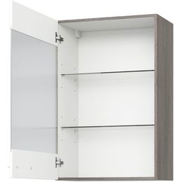 Glash&auml;ngeschrank KOCHSTATION, B:60cm H:90cm T:35cm, wei&szlig;, K&uuml;che, Schr&auml;nke, "KS-Trea OG60-90", inklusive zwei Glaseinlegeb&ouml;den, Breite 60 cm, H&ouml;he 90