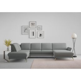 Sit & More Wohnlandschaft SIT & MORE, B:338cm H:84cm T:207cm, grau, Sofas, "Fashion U-Form", wahlweise mit Kopfteilverstellung, Vorziehsitz, motorisch,