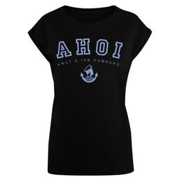 F4NT4STIC Damen T-Shirt "PLUS SIZE Ahoi Knut & Jan Hamburg", schwarz, Gr. 5XL, Obermaterial: 100% Baumwolle, Shirts, Print