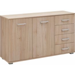 Kombikommode Priess, B:123cm H:71cm T:38cm, braun, Holzwerkstoff, Schlafzimmer, Sideboards, "Barcelona"
