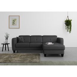 Sit & More Ecksofa SIT & MORE, B:247cm H:85cm T:170cm, grau, Wohnzimmer, Sofas, "Belluci L-Form", inklusive Federkern, wahlweise mit Bettfunktion und Bettkasten