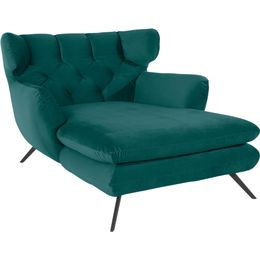 Loveseat 3C CANDY, B:126cm H:95cm T:160cm, gr&uuml;n, Samt-Optik (100% Polyester), Sessel, "Beatrice Loungesessel", mit Knopfheftung im R&uuml;cken,