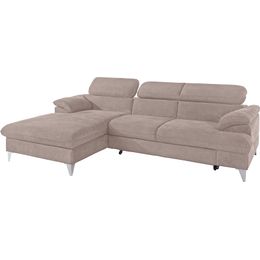 Ecksofa COTTA, B:254cm H:74cm T:167cm, braun, NaturLEDER (echtes Rindsleder) in Sitz und R&uuml;cken. Korpus in passendem Kunstleder SOFTLUX