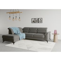 Sit & More Ecksofa SIT & MORE, B:251cm H:85cm T:220cm, grau, 90% Polyester, 10% Polyamid, Wohnzimmer, Sofas, "Sinatra L-Form", mit Ottomane, optional mit