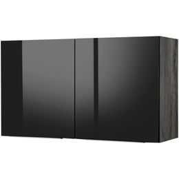 H&auml;ngeschrank KOCHSTATION, B:100cm H:57cm T:34cm, schwarz, Holzwerkstoff, MDF, K&uuml;che, Schr&auml;nke, "KS-Brindisi", 100 cm breit, 2 T&uuml;ren