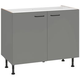 Sp&uuml;lenschrank Optifit, B:100cm H:87cm T:58,4cm, grau, Holzwerkstoff, K&uuml;che, Schr&auml;nke, "Elga", mit Soft-Close-Funktion, h&ouml;henverstellbaren F&uuml;&szlig;en,