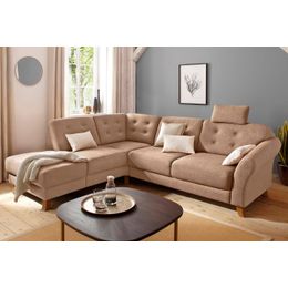 Ecksofa Home Affaire, B:260cm H:89cm T:90cm, braun, Struktur weich ( 97% Polyester, 3% Baumwolle);Luxus-Microfaser ALTARA NUBUCK (100%