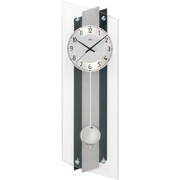 AMS Funk-Pendelwanduhr "F5262", B/H/L: 16cm x 10cm x 59cm, silber, Wanduhren, Quarz,diamantgedrehtes Zifferblatt,Esszimmer,Wohnzimmer