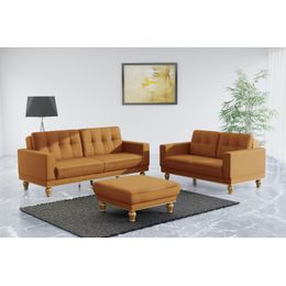 Sit & More 3-Sitzer SIT & MORE, B:215cm H:90cm T:97cm, gold, 100% Polyester, Sofas, "Orient 5", mit Strass-Stein, wahlweise mit Bettfunktion und Bettkasten