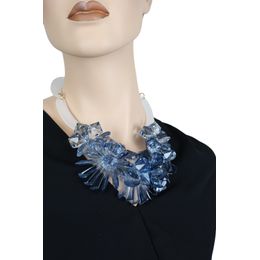 Damen Kette mit Anh&auml;nger "Ice", blau, Basic, Collezione Alessandro, Kunstfaser, Halsketten, mit vielen facettierten Perlen in verschiedenen Formen