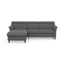 Sit & More Ecksofa SIT & MORE, B:257cm T:166cm, grau, 100% Polyester, Wohnzimmer, Sofas, "Marano L-Form", inklusive Kopfteilverstellung, wahlweise mit