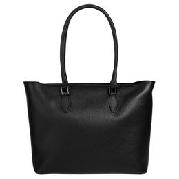 CLUTY Damen Shopper, schwarz, Leder, leicht gl&auml;nzend, unifarben, Taschen, echt Leder, Made in Italy