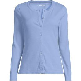 LANDS' END Rippshirt mit durchgehender Knopfreihe, Damen,  Blau, Elasthan/Baumwoll-Mischung, by Lands' End