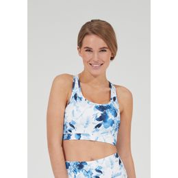 ENDURANCE ATHLECIA ATHLECIA Damen Sport-BH "Zuri Printed", Gr. L, wei&szlig;, 81% Polyester, 19% Elasthan, bedruckt, gebl&uuml;mt, mehrfarbig, BHs, mit trendigem Alloverprint